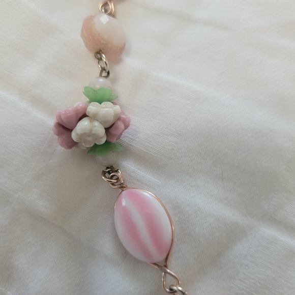 Vintage | Jewelry | Vintage West Germany Lucite Glass Floral Necklace Pink White Green Fruit ...